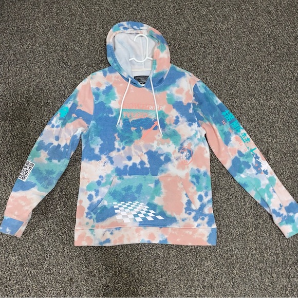 Brooklyn Cloth | Tops | Weird Tye Dye Hoodie Qr Code Very Used Nowhere ...